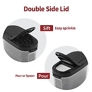 SIGNORA WARE Spice Jars with Lids - 4 oz Refillable Empty Airtight Spice/Seasoning Containers Set -2 in 1 Pour/Sift Shaker Lids Clear Plastic Spice/Seasoning Organizer Kitchen/Travel 4 pk.