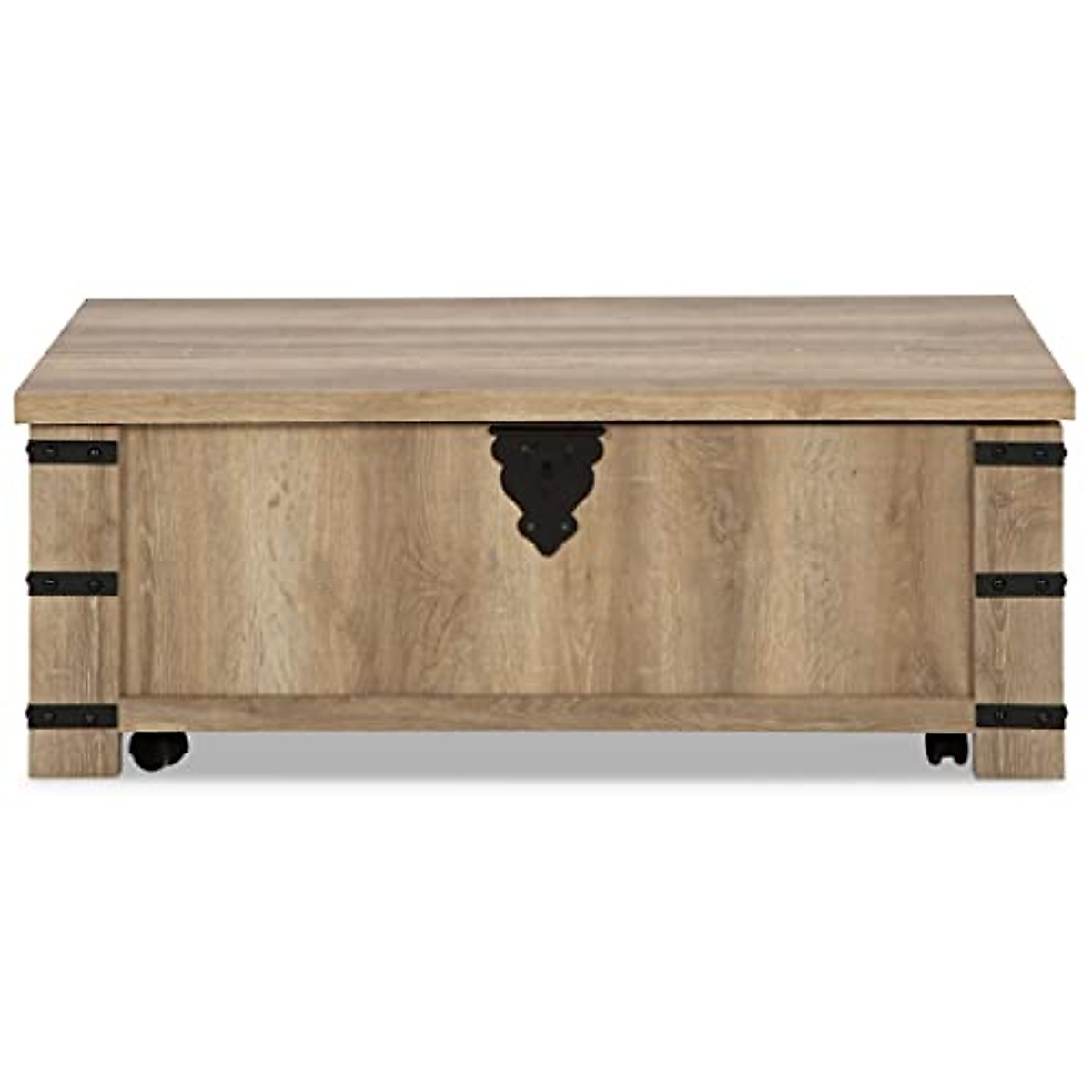 Signature Design by Ashley Calaboro Casual Lift-Top Rustic Coffee Table, Light Brown & Black