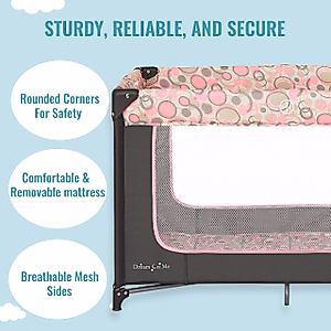 Dream On Me Zodiak Portable Playard in Grey and Pink, Lightweight, Packable and Easy Setup Baby Playard, Breathable Mesh Sides and Soft Fabric - Comes with a Removable Padded Mat