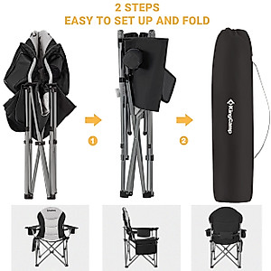 KingCamp KC2008_Black/MediumGrey-US Camping Chair, Oversized, Black&MediumGrey(Set of 2)