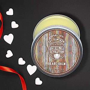 Viking Revolution Bay Rum Beard Balm - Beard Butter with Argan Oil, Beard Softener for Men with Jojoba Oil - Beard Moisturizer for Men with Beeswax - Beard Wax for Men (2oz, 1 Pack)