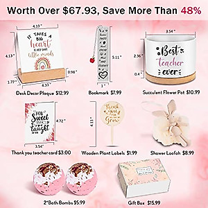 Teacher Appreciation Gifts - Best Teacher Gifts for Women - Thank You Gifts for Teachers - Best Teacher Ever Succulent Pot Bookmark Bath Set