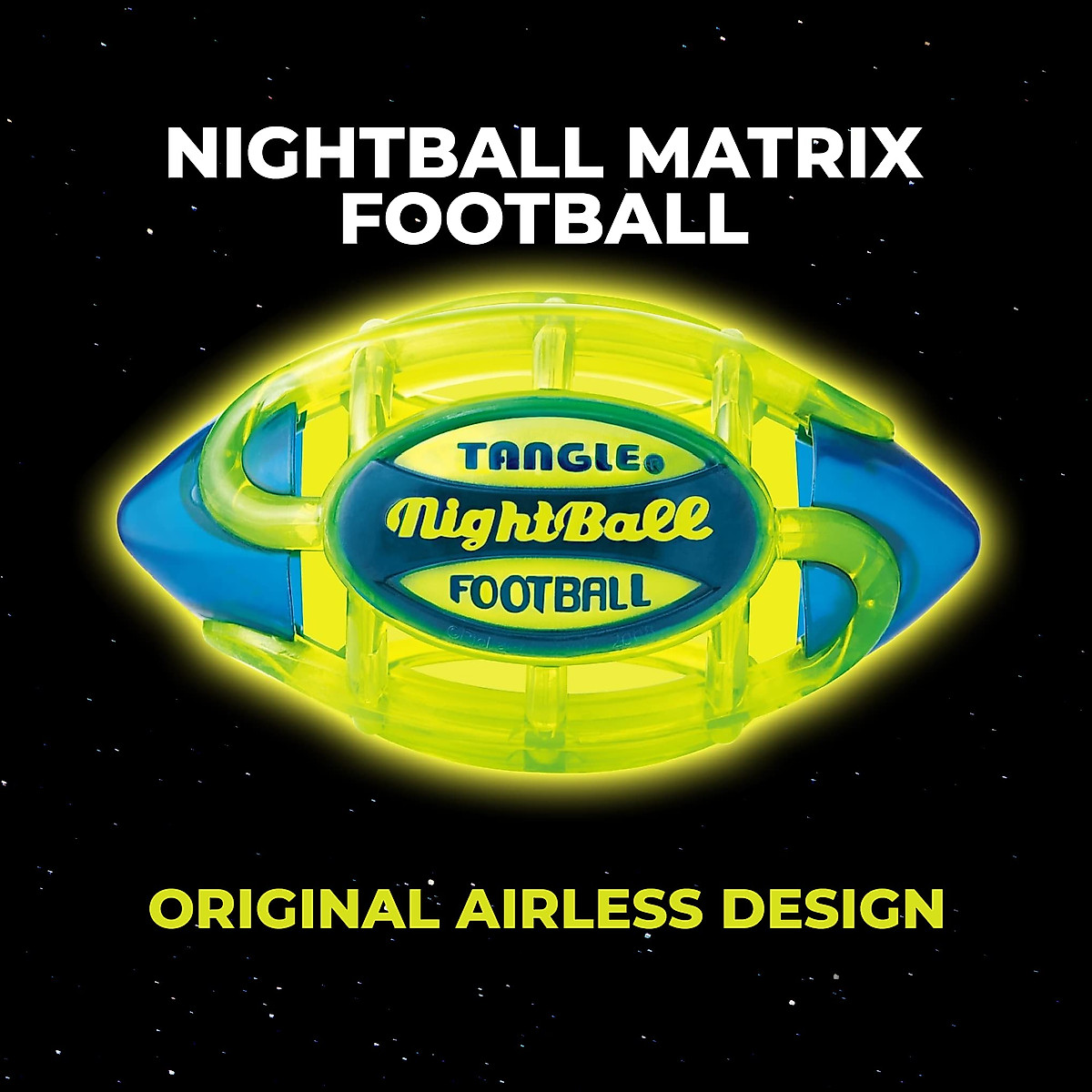 Tangle NightBall Glow in the Dark Light Up LED Football, Green with Blue