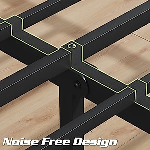 Foredawn Queen Bed Frame with Headboard and Footboard, 14 Inch Metal Platform Bed, Mattress Foundation, No Box Spring Needed, Noise Free, Under Bed Storage, Easy Assembly, Rustic Brown