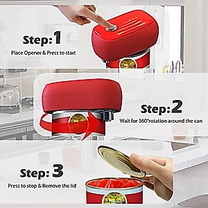 Rechargeable Can Opener, Vcwtty No Sharp Edge Electric Can Opener, Open Your Cans with A Simple Push of Button, Food-Safe, Kitchen Gifts for Arthritis and Seniors (Red)