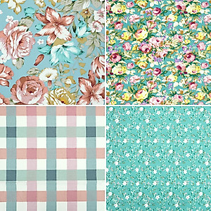 Mililanyo 7 Pieces Cotton Fabric 18 x 22 Inches Precut Patchwork Fabric Set Fat Quarter Bundles for Sewing Quilting Crafting (Peony Lily)