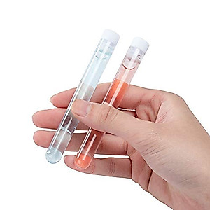 75-Pack Plastic Test Tubes with Lids - 12.5 x 98 mm Clear Plastic Vials, 7.5ml Sample Tubes for Craft, Scientific Experiment