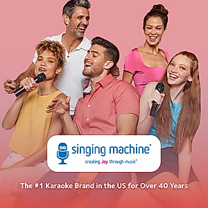 Singing Machine Wireless Karaoke Microphone for Kids & Adults, Party Machine Mic (Black) - Portable Handheld Bluetooth Microphone with Speaker & Voice Changer Effect - Karaoke Mic for Singing