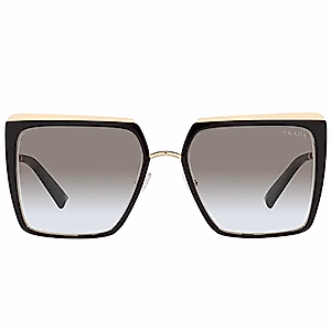 Prada PR 58WS AAV0A7 Black Pale Gold Metal Square Sunglasses Grey Gradient Lens