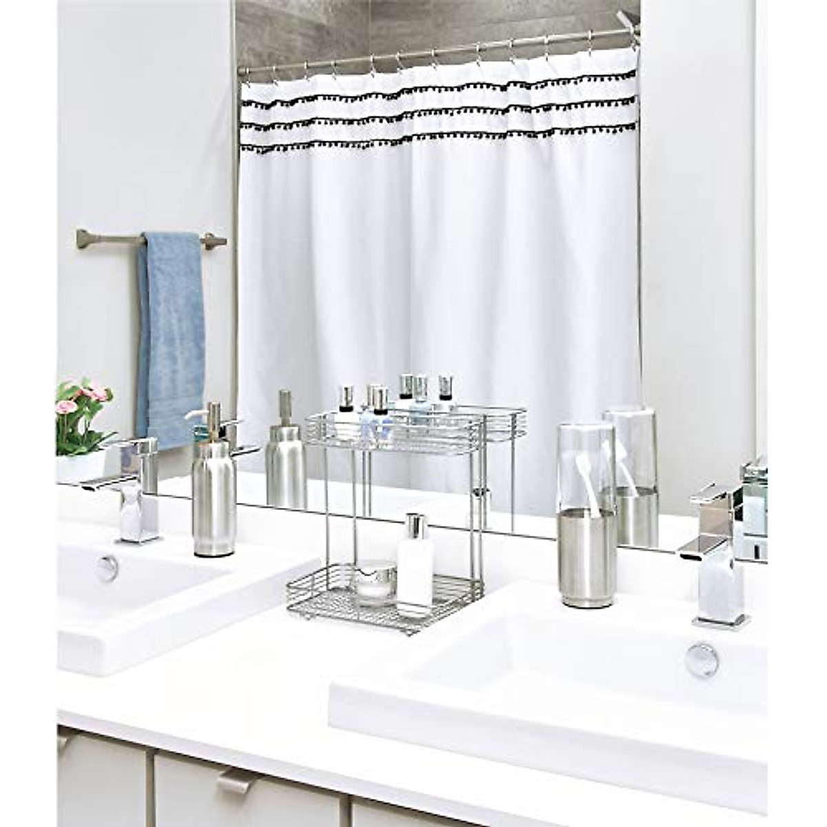 iDesign Austin Metal Covered Holder Stand, Holds Regular and Electric Toothbrushes in Master, Guest, Kid's, College Dorm Bathroom, Brushed