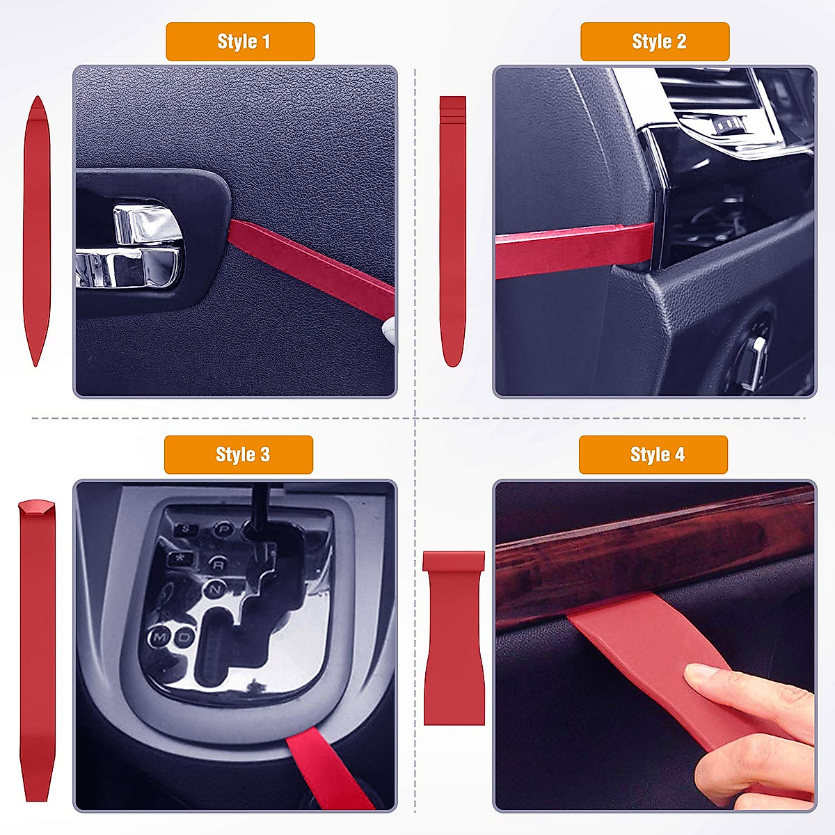 GOOACC 8PCS Auto Trim Scratch Removal Tool Car Audio Dash Panel Window Molding Fastener Remover Tool Kit-Red