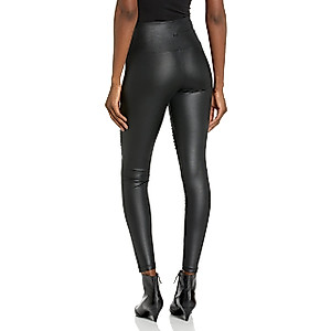 Andrew Marc Women's High Waist Liquid Legging, Regular and Plus Sizes, Black Moto, Medium