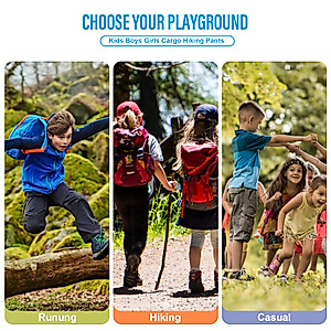 linlon Kids' Cargo Pants, Boy's Casual Outdoor Quick Dry Waterproof Hiking Climbing Convertible Trousers #9016-Army Green-XS