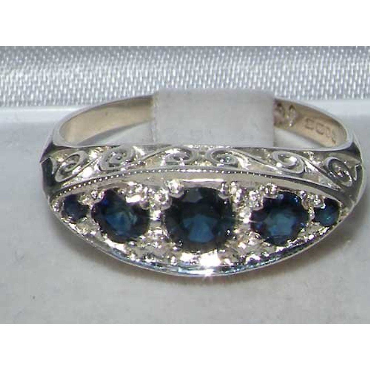LetsBuyGold 925 Sterling Silver Natural Sapphire Womens Band Ring - Sizes 4 to 12 Available