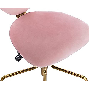 VESCASA Adjustable Swivel Home Office Desk Chair with Cute Heart Shape Design Back, Comfy Velvet Task Chair with Wheels, Small Computer Chair Without Arms for Girls Bedroom/Living Room, Light Pink