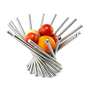 Modern Fashion Creative Stainless Steel Fruit Bowl Rotating Fruit Basket (Matte)