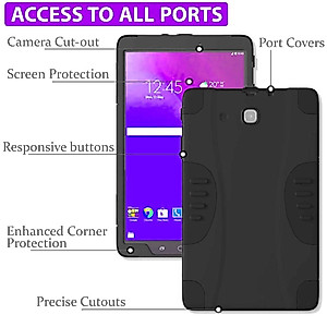 Verizon OEM Rugged Shock Absorbing Impact Protection Case with Built-in Screen Guard for Samsung Galaxy Tab E 9.6" - Black