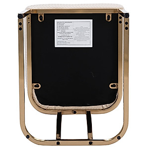 Wahson Set of 2 Faux Leather Upholstered with Woven Detail Dining Room Chairs, Classic Modern Fabric Chair for Dining Room, with Golden Metal Frame, Beige