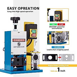 VIVOHOME Automatic Motorized Electric Wire Stripper 0.06-0.98 Inch Diameter Scrap Cable Stripping Machine with Elastic Work Gloves