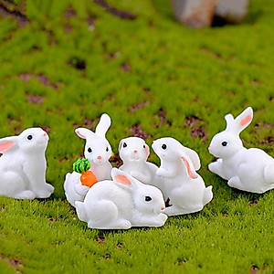 Rabbit Ornaments, Cute Animal Figurine, DIY Hare Miniature, Resin Craft, Fairy Garden Bunny Bonsai Easter Decoration, Animals Model(7)