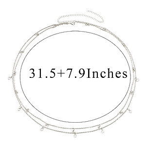 Wriidy Waist Chain Silver Layered Belly Chain Beach Body Jewelry Accessories for Women