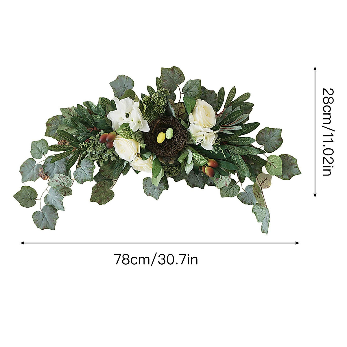æ— 30 Inch Artificial Peony Flower Swag with Green Leaves, Spring Hanging Floral Swag Wedding Arch Wreath for Party Home Garden Front Door Wall Decoration