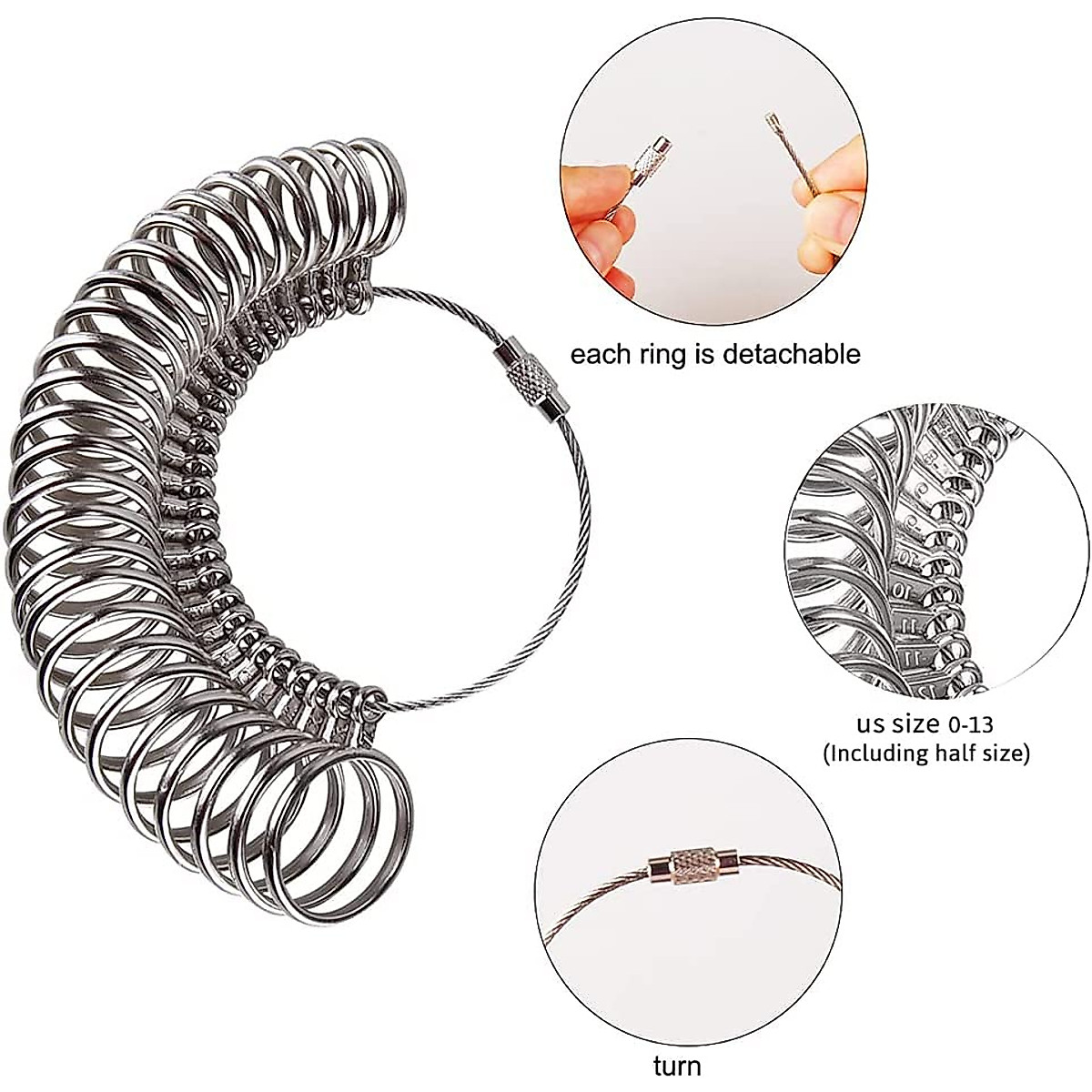 Meowoo Ring Sizer Measuring Tool Set, Ring Gauges with Finger Sizer Mandrel Ring Sizer Tools for Jewelry Sizing Measuring