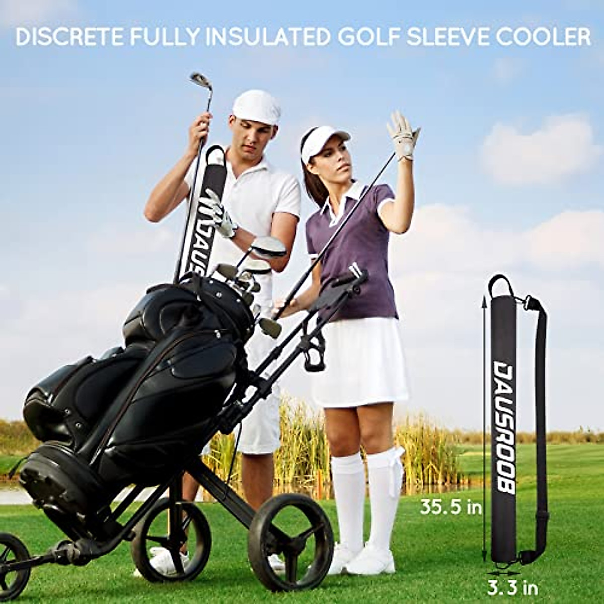 Beer Sleeve for Golf Bag, Insulated Cooler Sleeve Stores Up to 7 Cans Discreetly in Your Golf Bag - Keeps Canned Beverages Cold On The Golf Course - Fits Most Golf Bags Styles & Types