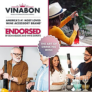VINABON Electric Wine Opener - New 2023 Battery-Operated Electric Wine Bottle Opener with Wine Foil Cutter - One-Click Reusable Automatic Electronic Wine Opener Corkscrew. Includes WineGuide Ebook