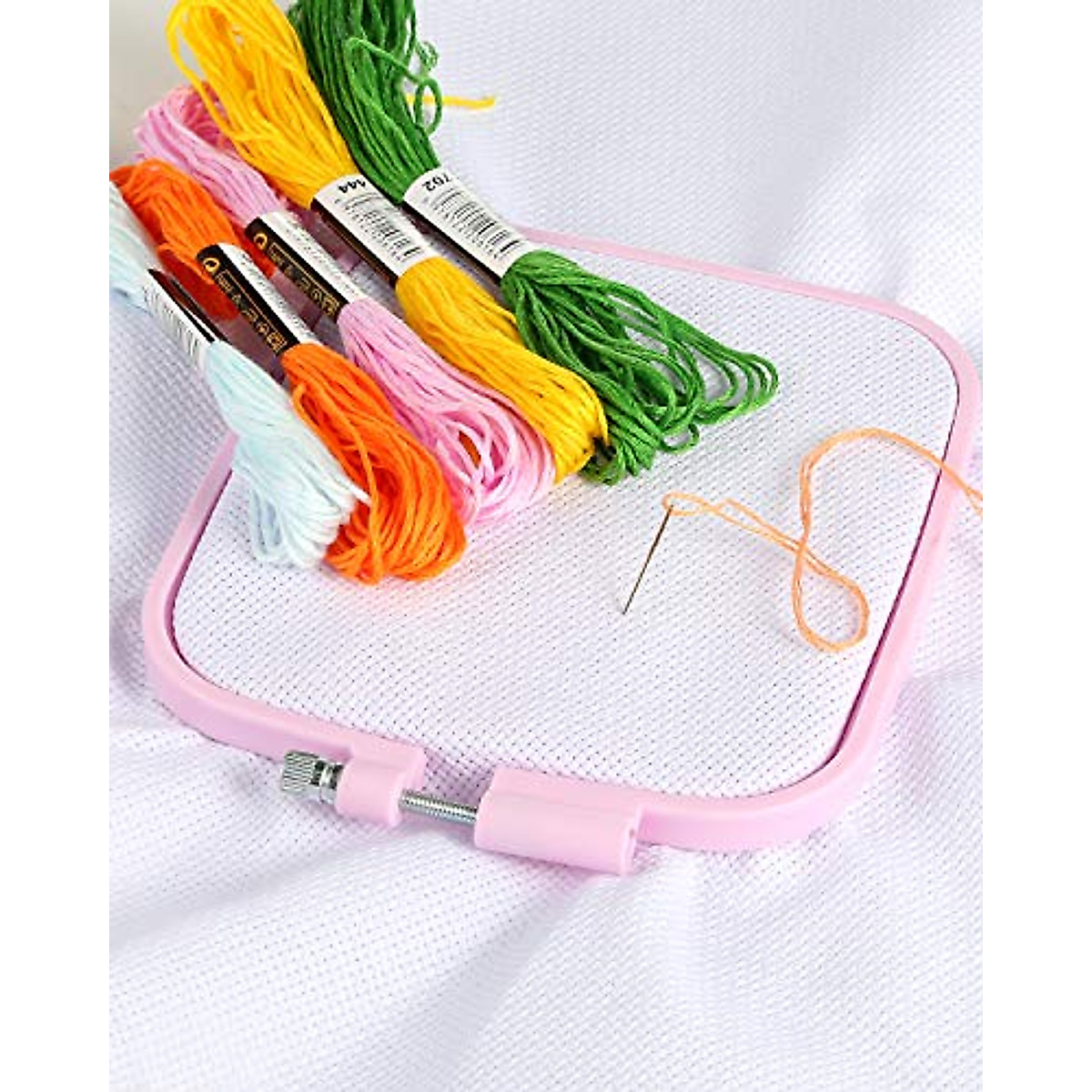 Pllieay 5 Pieces 5 Sizes Square Embroidery Hoops, ABS Plastic Embroidery Hoops for DIY Embroidery Craft