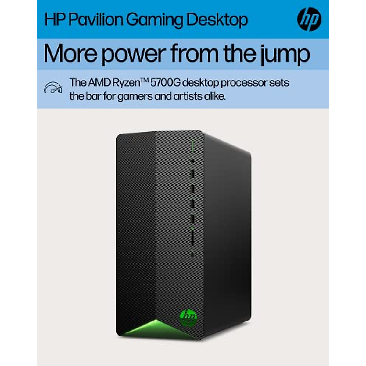 HP Pavilion Gaming Desktop, AMD Ryzen 7 5700G Processor, NVIDIA GeForce RTX 2060 graphic, 16 GB RAM, 1 TB SSD, Windows 11 Pro (TG01-2460, shadow black)