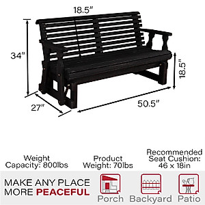 Amish Heavy Duty 800 Lb Roll Back Pressure Treated Porch Glider (4 Foot, Semi-Solid Black Stain)