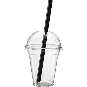 Black Jumbo Smoothie Straws, Black Disposable Wide-mouthed Large Milkshake Straws 9'' Inches High/Tall 100 pack