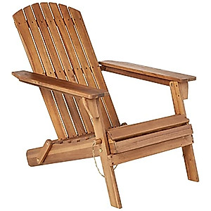 Amazon Aware FSC Certified Outdoor Folding Adirondack Chair, Acacia Wood, Natural Finish