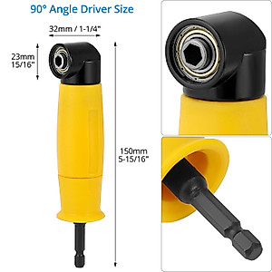 QWORK Professional Drill Accessory Kit with Chrome Vanadium Steel, Flexible Drill Extension, Dual 105° Right Angle Drill Attachments, 90° Hex Shank Drill Bit, and 10-in-1 Screwdriver Bit Set