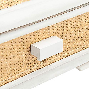 Safavieh Home Collection Rumi White and Natural Rattan 1-Drawer 1-Shelf Nightstand