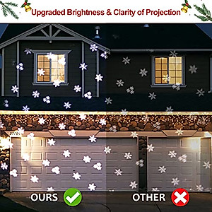 Christmas Lights Projector Outdoor Snowflakes Projection Light LED Waterproof Xmas Show Indoor White Snowfall Spotlight for Party Holiday House Garden Landscape Patio Outside Decorations (White)