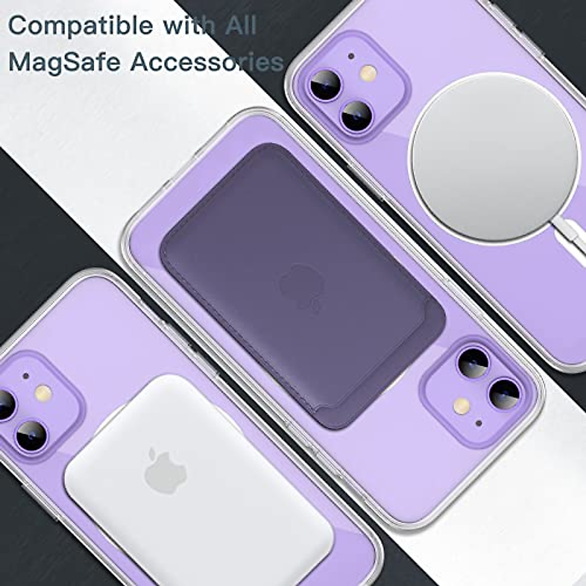 JETech Magnetic Case for iPhone 12/12 Pro 6.1-Inch Compatible with MagSafe Wireless Charging, Shockproof Phone Bumper Cover, Anti-Scratch Clear Back (Clear)