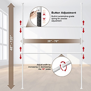 Closet Organizer Garment Rack, Heavy Duty 2-Tier Adjustable Free Standing Clothes Laundry Drying Rack, Floor to Ceiling Clothing Hanger Tension Rod Closet System Wardrobe Storage (White)