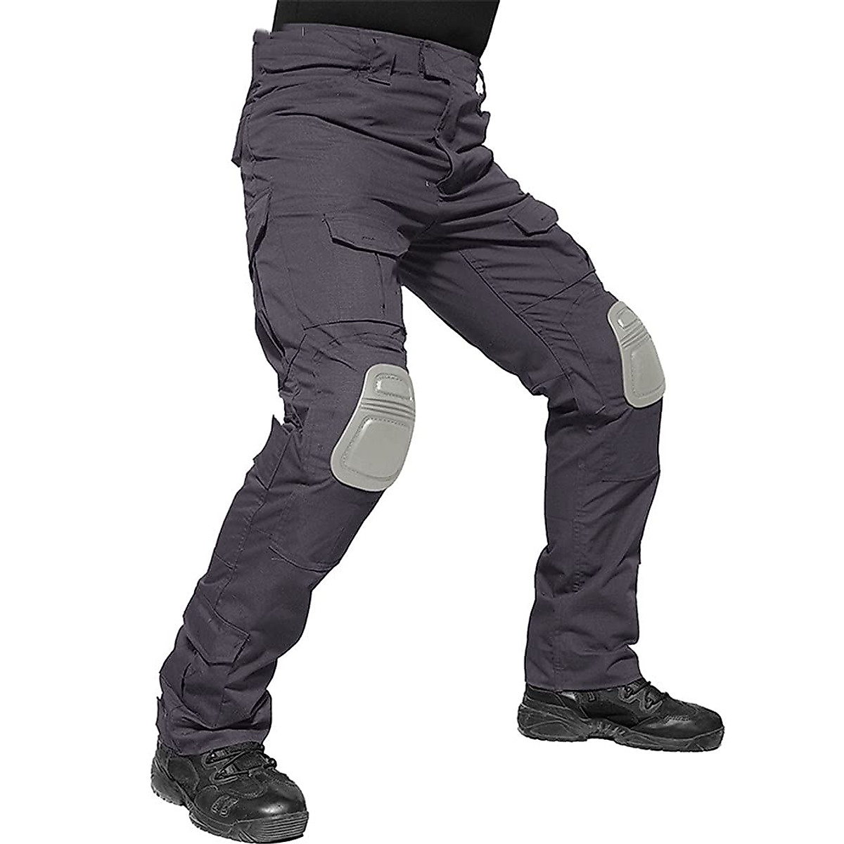 KEHAIOO Men Military Pants with Knee Pads, Airsoft Tactical Cargo Pants, Army Soldier Combat Paintball Trousers Gray 34