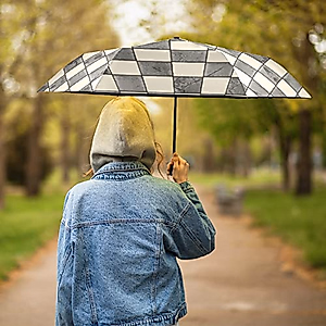 JUNZAN Plaid Repel Umbrella Windproof Travel Umbrella - Compact, Light, Automatic, Strong and Portable - Wind Resistant, Small Folding Backpack Umbrella for Rain - Men and Women