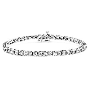 Haus of Brilliance .925 Sterling Silver 1.0 Cttw Lab Grown Diamond Illusion-Set Miracle Plate Tennis Bracelet (G-H Color, VS1-VS2 Clarity) - Size 7.25"