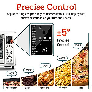 COSORI Air Fryer Toaster Oven, 12-in-1 Convection Oven Countertop with Rotisserie, Stainless Steel 32QT/32L, 6-Slice Toast, 13-inch Pizza,100 Recipes, Basket, Tray(6 Accessories)Included, CO130-AO