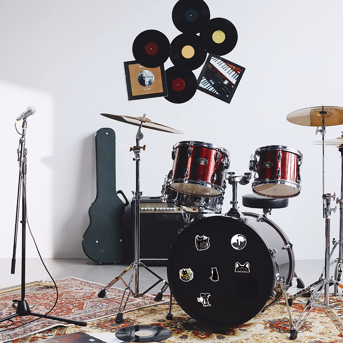 100pcs Waterproof Laptop Stickers Black Cute Cat Stickers for Water Bottles Kawaii Black and White Sticker Pack - Black Skateboard Sticker Computer Laptop Guitar Hydro Flask Phone