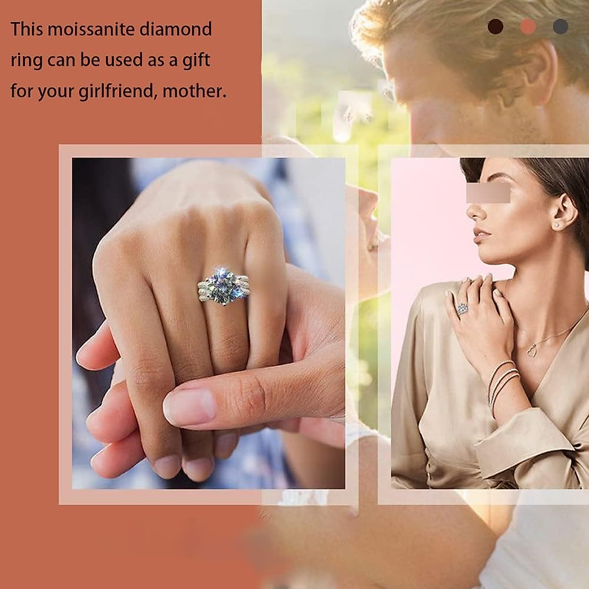 MJJLT Super Flash Diamond Ring， Bridal Set Elegant Rings Women Wedding Engagement Fashion Jewelry，Full Shiny Cubic Zircon Female Ring-No.8