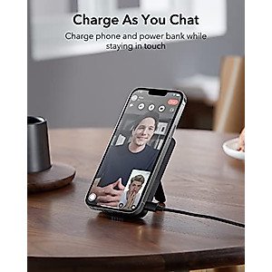 ESR MagSafe Battery Pack (HaloLock), 10,000mAh MagSafe Power Bank with USB-C Cable, Kickstand Magnetic Wireless Power Bank for iPhone 14/13/12, MagSafe Portable Charger, MagSafe Accessories, Black