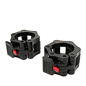 Sunny Health & Fitness 86" 1500 lbs Capacity Olympic Bar, Small with Shark Clamp Lock Collars for Olympic Barbells