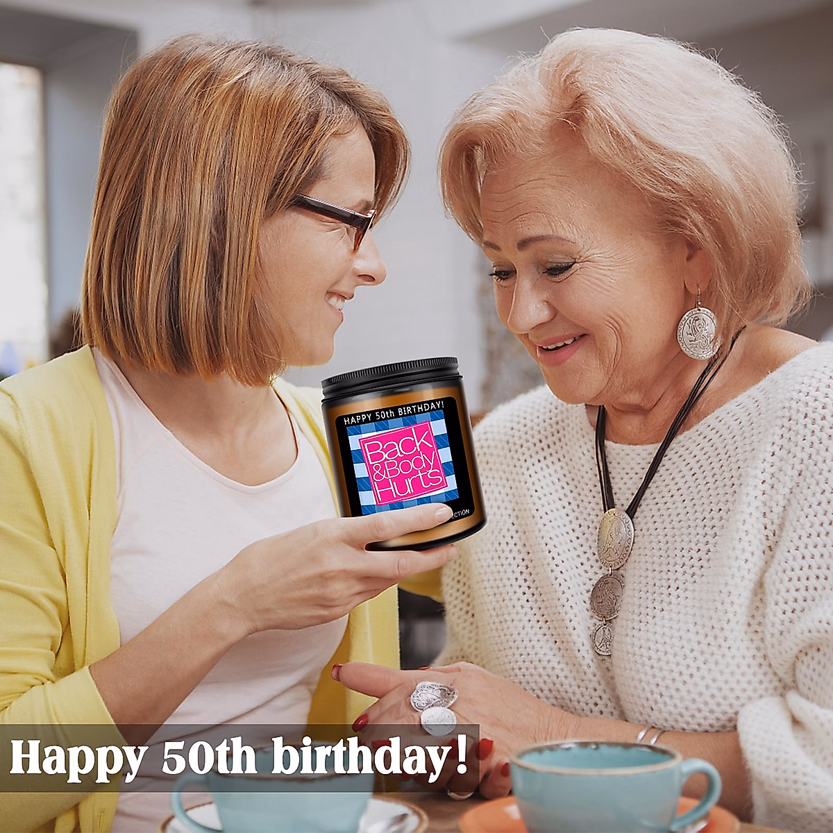 Homsolver 50th Birthday Gifts For Her Him, Happy 50th Birthday Candles Gift For Women Men, Funny 50 Years Old Decorations Ideas- Lavender Candle