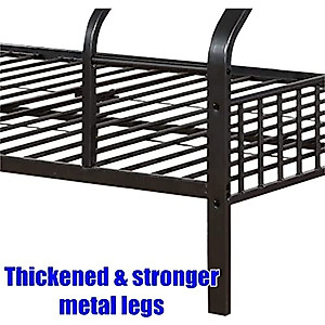 ZEKOLO Upgraded Version & Stronger Steel Bunk Bed Twin XL Over Queen with Safer Guardrails and Ladder, Thickend More Stable Metal Twin XL Over Queen Bunkbeds, Gunmetal (Easier to Assemble)