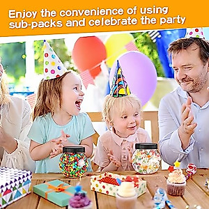 Tradder 24 Pack Plastic Candy Jars with Lids 19 oz Clear Cookie Jar Container Wide Mouth Candy Storage Jars for Candy Cookie Coffee Bean Nut Spices Canister Party Sweet Candy Gift Wrap Table